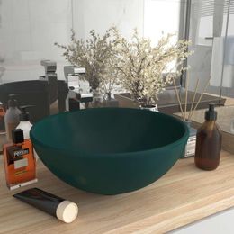MAISONCHIC Luxus-Waschbecken Aufsatzwaschtisch Waschschale für Badezimmer Rund Matt Dunkelgrün 32,5x14 cm Keramik DE17083