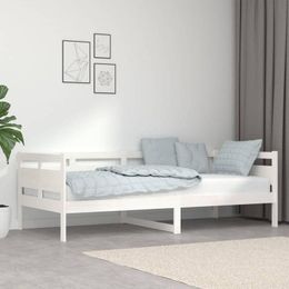 MAISONCHIC Tagesbett Einzelbett Bett für Schlafzimmer Weiß Massivholz Kiefer 90x200 cm DE98637