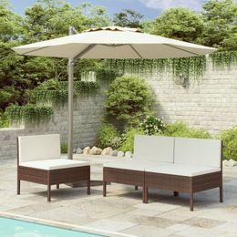 MAISONCHIC 3er Set Gartenstühle Gartensessel Stühle für Garten Terrasse Balkon mit Auflagen Poly Rattan Braun DE24949