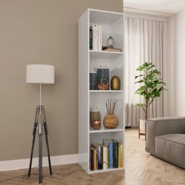 MAISONCHIC - Bücherregal Küchenregal TV-Lowboard Regal für Wohnzimmer Büro und Flur Hochglanz-Weiß 36x30x143cm Holzwerkstoff DE27764 - Weiß