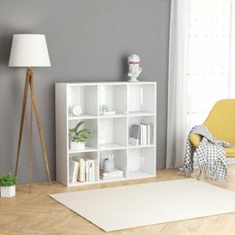 MAISONCHIC - Bücherregal Küchenregal Regal für Wohnzimmer Büro und Flur Hochglanz-Weiß 98x30x98 cm Holzwerkstoff DE32256