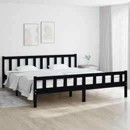 MAISONCHIC Massivholzbett Doppelbett Bett für Schlafzimmer Schwarz 160x200 cm DE57264