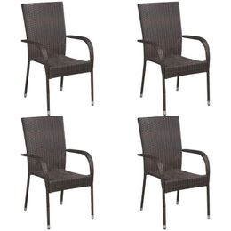 MAISONCHIC 4er Set Gartenstühle Gartensessel Klappbare Stühle für Garten Terrasse Balkon Poly Rattan Braun DE41851