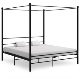 MAISONCHIC Himmelbett Doppelbett Bett für Schlafzimmer Schwarz Metall 200x200 cm DE83627