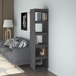 MAISONCHIC Bücherregal Küchenregal Regal für Wohnzimmer Büro und Flur Grau 40x35x167 cm Massivholz Kiefer DE80811