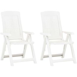 MAISONCHIC 2er Set Gartenstühle Gartensessel Verstellbare Stühle für Garten Terrasse Balkon Kunststoff Weiß DE66653