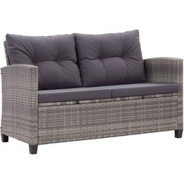 MAISONCHIC 2-Sitzer-Gartensofa Loungesofa Sitzgruppe mit Kissen Grau 124 cm Poly Rattan DE23389