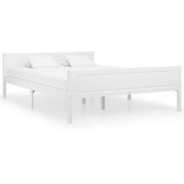 MAISONCHIC - Massivholzbett Doppelbett Bett für Schlafzimmer Kiefer Weiß 160x200 cm DE17592 - Weiß