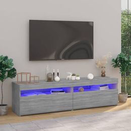 MAISONCHIC TV-Lowboard für Wohnzimmer tv Schrank TV-Möbel mit LED-Leuchten 2 Stück Grau Sonoma 75x35x40 cm DE53723