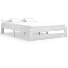 MAISONCHIC Massivholzbett Doppelbett Bett für Schlafzimmer Weiß Kiefer 120x200 cm DE34252