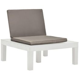 MAISONCHIC Gartenstuhl Gartensessel Stuhl für Garten Terrasse Balkon mit Sitzpolster Kunststoff Weiß DE46359