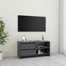 MAISONCHIC TV-Lowboard für Wohnzimmer tv Schrank TV-Möbel Grau 80x31x39 cm Massivholz Kiefer DE90920