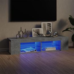MAISONCHIC TV-Lowboard für Wohnzimmer tv Schrank TV-Möbel mit LED-Leuchten Betongrau 135x39x30 cm DE59832