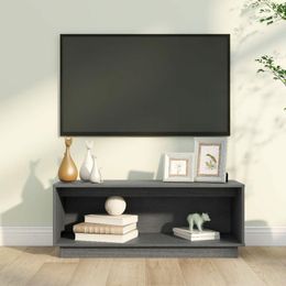 MAISONCHIC TV-Lowboard für Wohnzimmer tv Schrank TV-Möbel Grau 90x35x35 cm Massivholz Kiefer DE93314