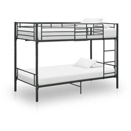 MAISONCHIC Etagenbett Bett für Schlafzimmer Bettgestell Schwarz Metall 90×200 cm DE90555