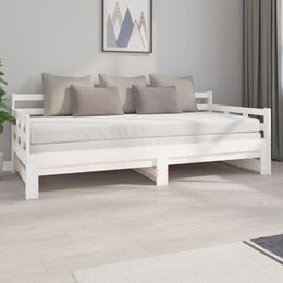 MAISONCHIC Tagesbett Ausziehbar Doppelbett Bett für Schlafzimmer Weiß Massivholz Kiefer 2x(90x200) cm DE65837