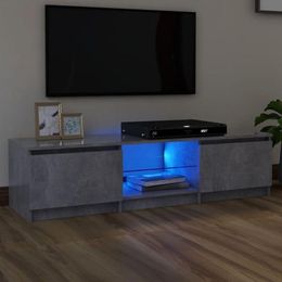 MAISONCHIC TV-Lowboard für Wohnzimmer TV Schrank TV-Möbel mit LED-Leuchten Betongrau 140x40x35,5 cm DE63673