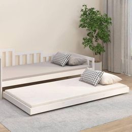 MAISONCHIC Massivholzbett Einzelbett Bett für Schlafzimmer Weiß 100x200 cm Kiefer DE15784