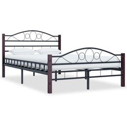 MAISONCHIC Bettgestell Doppelbett Bett für Schlafzimmer Schwarz Metall 120x200 cm DE40391