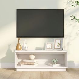 MAISONCHIC TV-Lowboard für Wohnzimmer TV Schrank TV-Möbel Weiß 90x35x35 cm Massivholz Kiefer DE13762