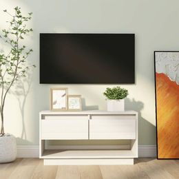 MAISONCHIC - TV-Lowboard für Wohnzimmer tv Schrank TV-Möbel Weiß 74x34x40 cm Massivholz Kiefer DE48179