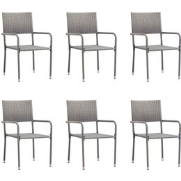MAISONCHIC 6er Set Gartenstühle Esszimmerstühle Stühle für Balkon Garten Terrasse Poly Rattan Anthrazit DE30172
