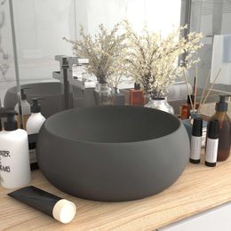 MAISONCHIC Luxuriöses Waschbecken Aufsatzwaschtisch Waschschale für Badezimmer Rund Matt Dunkelgrau 40x15 cm Keramik DE30711