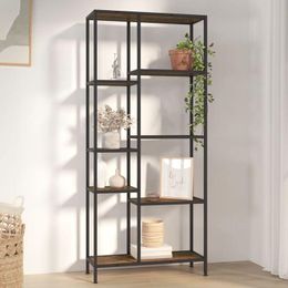 MAISONCHIC Bücherregal Küchenregal Regal für Wohnzimmer Büro und Flur 80x30x180 cm Stahl und Holzwerkstoff DE64588