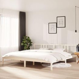 MAISONCHIC Massivholzbett Doppelbett Bett für Schlafzimmer Weiß 200x200 cm DE86302