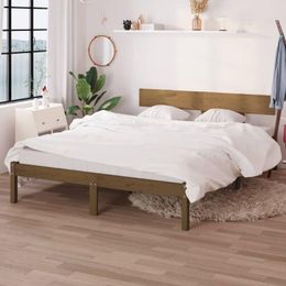 MAISONCHIC - Massivholzbett Doppelbett Bett für Schlafzimmer Honigbraun Kiefer 120x200 cm DE20856