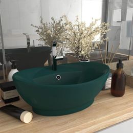MAISONCHIC Luxus-Waschbecken Aufsatzwaschtisch Waschschale für Badezimmer Überlauf Matt Dunkelgrün 58,5x39cm Keramik DE45150 - Grün