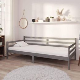 MAISONCHIC Tagesbett Einzelbett Bett für Schlafzimmer Grau Kiefer Massivholz 90x200 cm DE20365