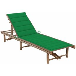 MAISONCHIC Gartenliege Sonnenliege Relaxliege für Garten, Balkon und Terrrasse mit Auflage Bambus DE10337 - Grün