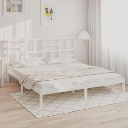 MAISONCHIC Massivholzbett Doppelbett Bett für Schlafzimmer Weiß 200x200 cm DE82061