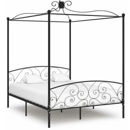 MAISONCHIC Himmelbett-Gestell Doppelbett Bett für Schlafzimmer Schwarz Metall 180 x 200 cm DE72039
