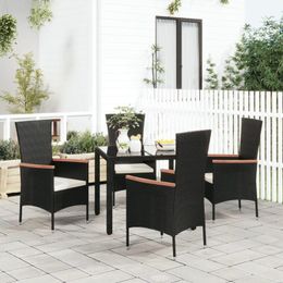 MAISONCHIC 4er Set Gartenstühle Gartensessel mit Kissen Stühle für Garten Terrasse Balkon Poly Rattan Schwarz DE39623