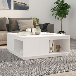 MAISONCHIC Couchtisch Wohnzimmertisch Sofatisch Weiß 100x101x40,5 cm Massivholz Kiefer DE63822