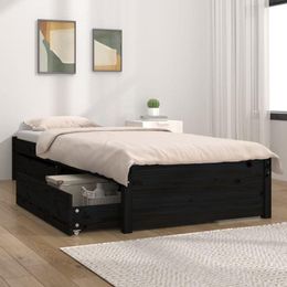 MAISONCHIC Bett mit Schubladen Einzelbett Bett für Schlafzimmer Schwarz 90x200 cm DE20045