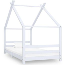 MAISONCHIC Kinderbett Bettgestell Einzelbett Bett für Schlafzimmer Weiß Massivholz Kiefer 90x200 cm DE69323