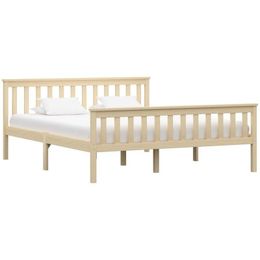MAISONCHIC Massivholzbett Doppelbett Bett für Schlafzimmer Helles Holz Kiefer 160x200 cm DE28521