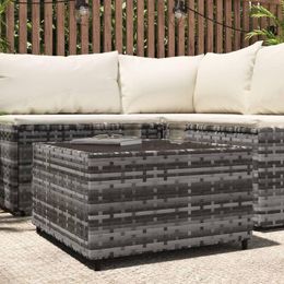 MAISONCHIC Garten-Couchtisch Wohnzimmertisch Sofatisch Quadratisch Grau 50x50x30 cm Poly Rattan DE33615