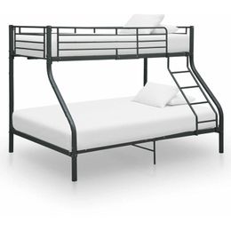 MAISONCHIC Etagenbett Bett für Schlafzimmer Bettgestell Schwarz Metall 140x200 cm/90x200 cm DE95872
