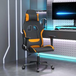MAISONCHIC Gaming-Stuhl mit Massagefunktion Schreibtischstuhl Chefsessel Schwarz und Orange Stoff DE23266