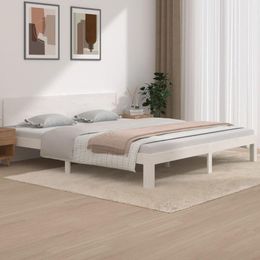 MAISONCHIC Massivholzbett Doppelbett Bett für Schlafzimmer Weiß 180x200cm 6FT Super King DE70904