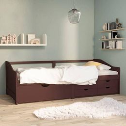 MAISONCHIC Tagesbett 3-Sitzer Einzelbett Bett für Schlafzimmer Schubladen Dunkelbraun Kiefernholz 90x200 cm DE49004