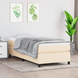 MAISONCHIC Boxspringbett Einzelbett Bett für Schlafzimmer Creme 90x200 cm Stoff DE53182