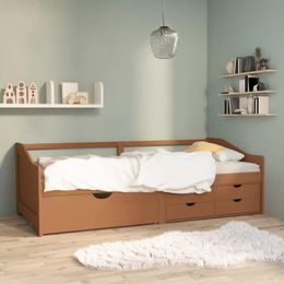 MAISONCHIC Tagesbett 3-Sitzer Einzelbett Bett für Schlafzimmer Schubladen Honigbraun Kiefernholz 90x200 cm DE91944