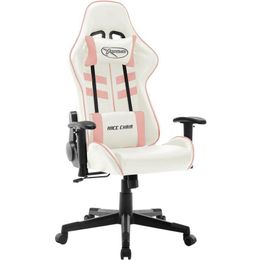 MAISONCHIC - Gaming-Stuhl Schreibtischstuhl Chefsessel Weiß und Rosa Kunstleder DE58840