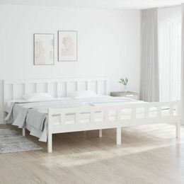 MAISONCHIC Massivholzbett Doppelbett Bett für Schlafzimmer Weiß 200x200 cm DE60477