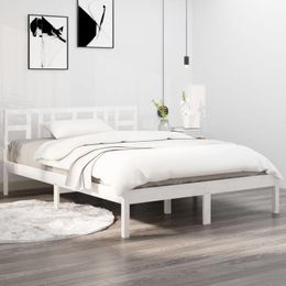 MAISONCHIC Massivholzbett Doppelbett Bett für Schlafzimmer Weiß 120x200 cm DE39178